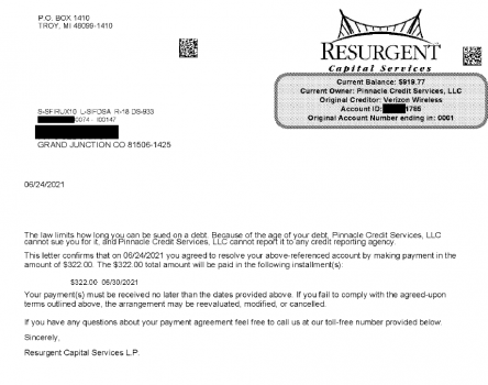 Settlement Letter With Verizon Wireless: Client Saved 65%