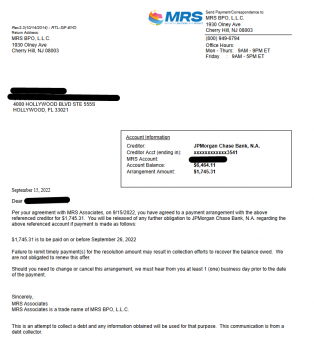 Settlement Letter With Chase Bank: Client Saved 73% - 2022